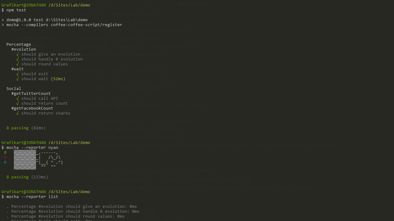 Lignes de commandes — Formation Tests en JavaScript | Grafikart