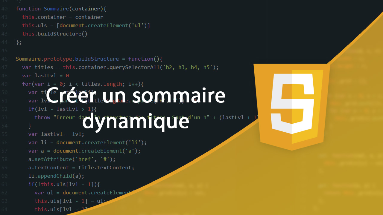 Tutoriel vidéo JavaScript : Sommaire dynamique | Grafikart
