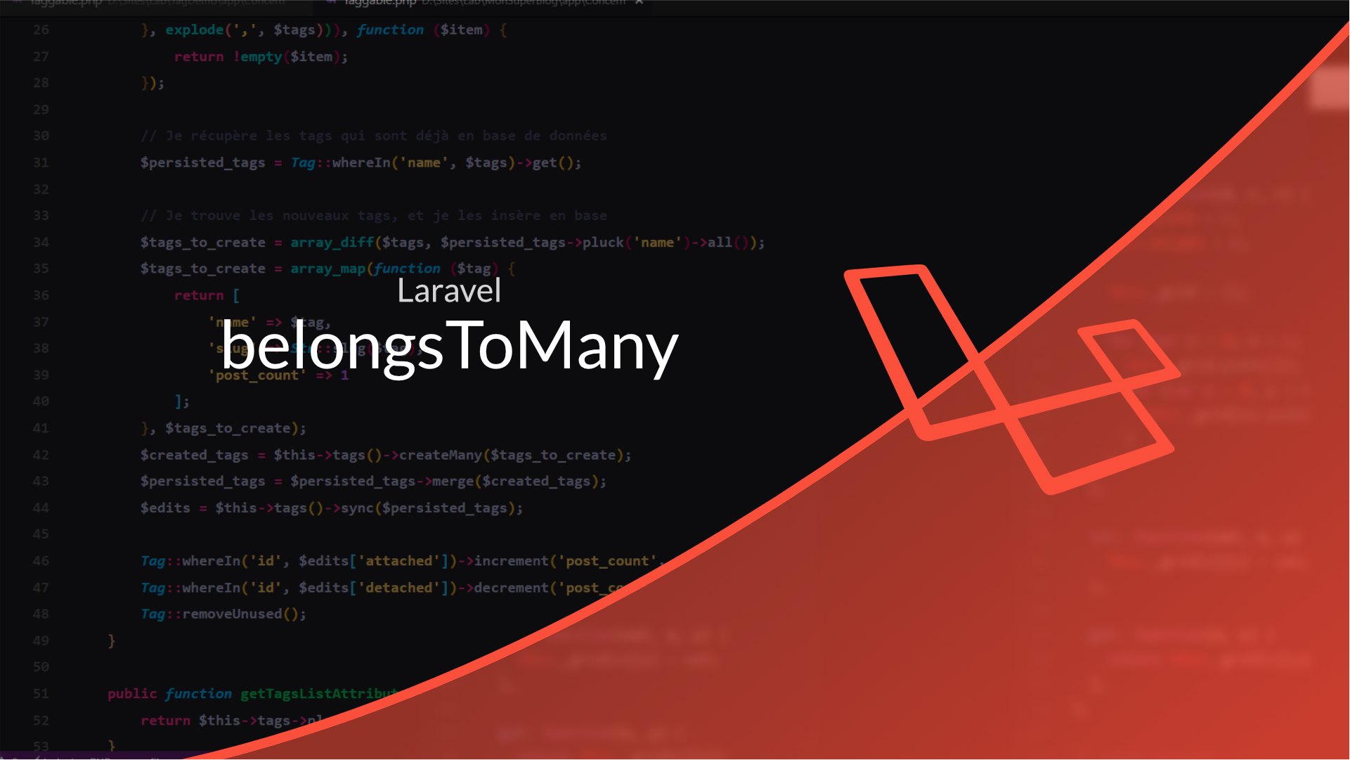 Tutoriel vidéo Laravel : belongsToMany : Système de tags | Grafikart