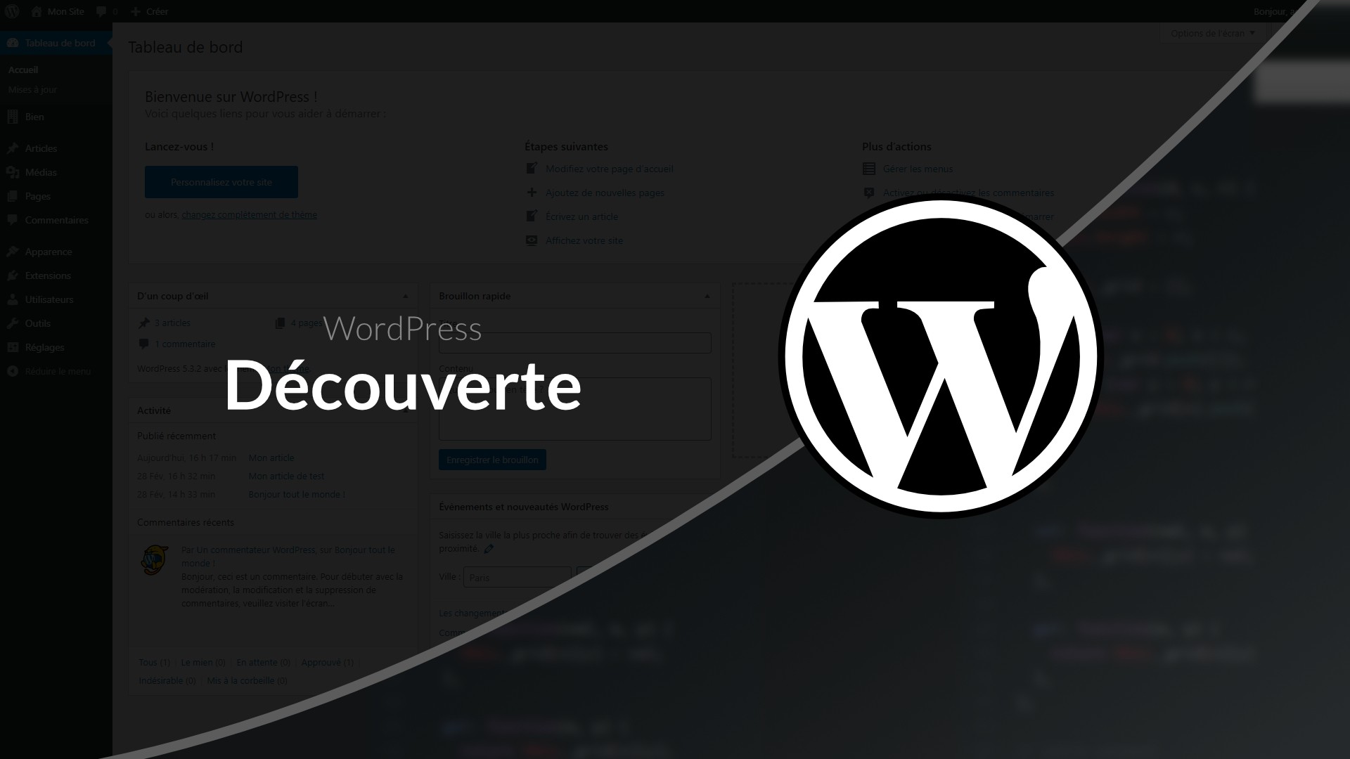 Découverte de l'interface WordPress — Formation Découverte de WordPress ...