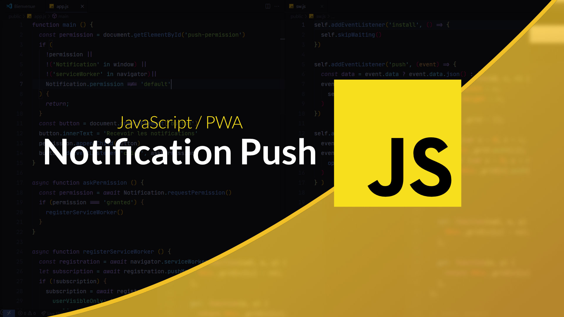 Tutoriel vidéo JavaScript : Progressive Web App : Notification push ...