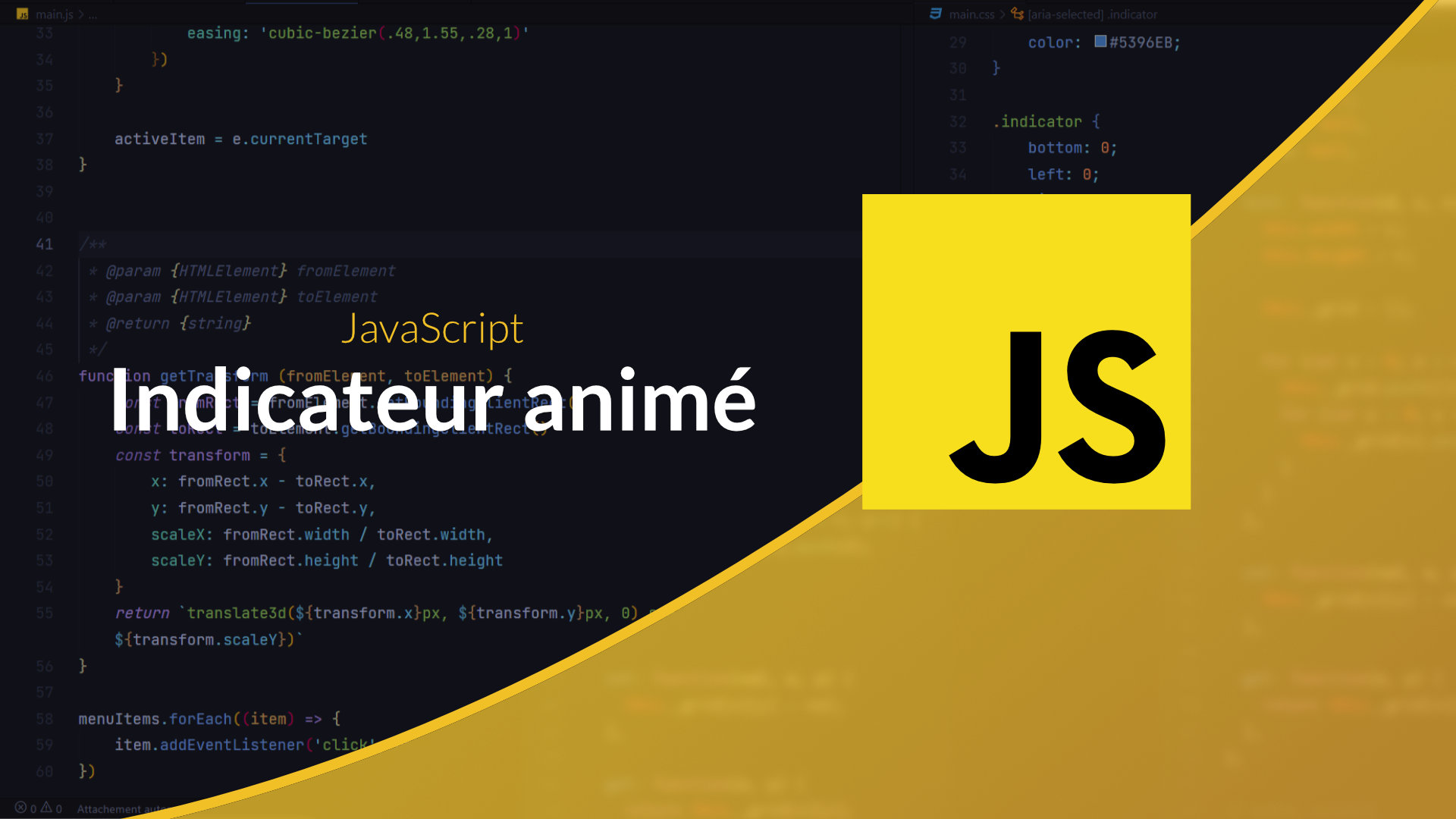 Tutoriel vidéo JavaScript : TP : Indicateur de menu animé | Grafikart