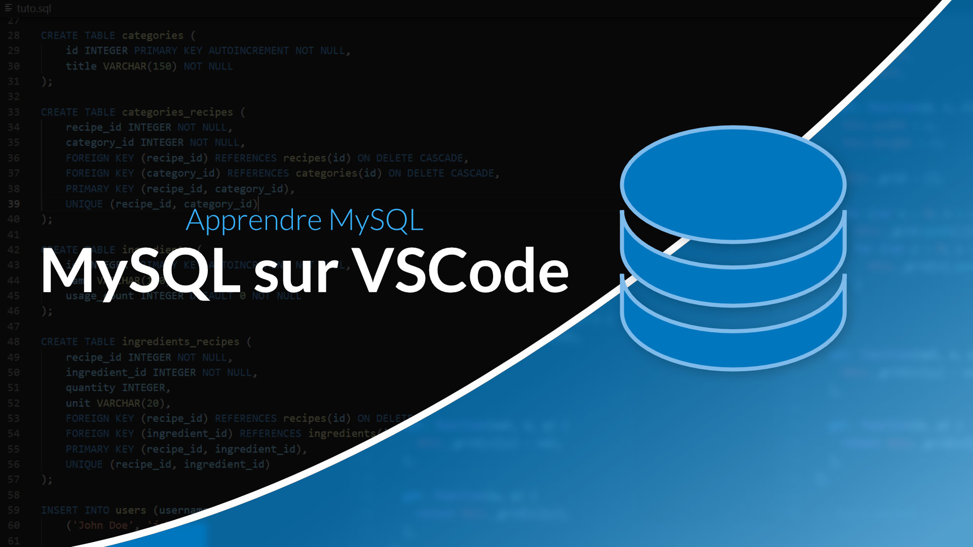 MySQL sur Visual Studio Code — Formation Apprendre et maitriser SQL ...