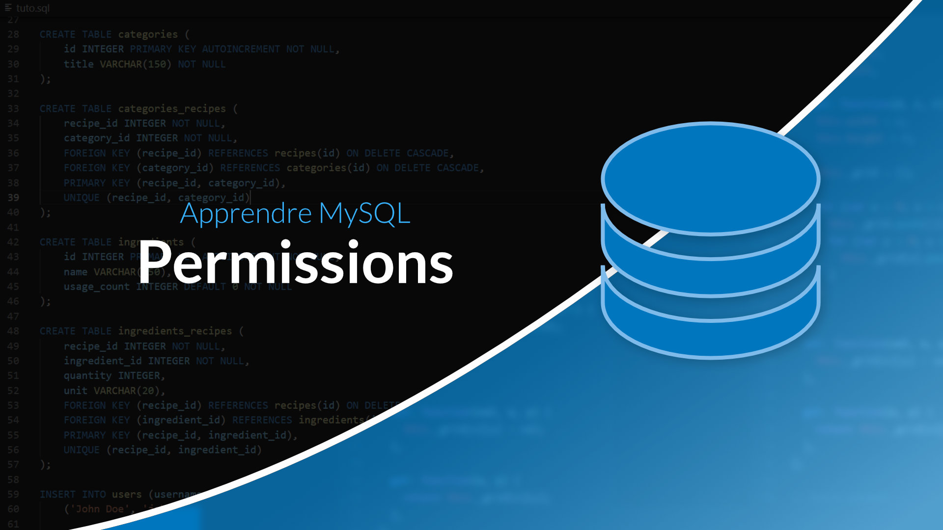 Gestion des permissions — Formation Apprendre et maitriser SQL | Grafikart