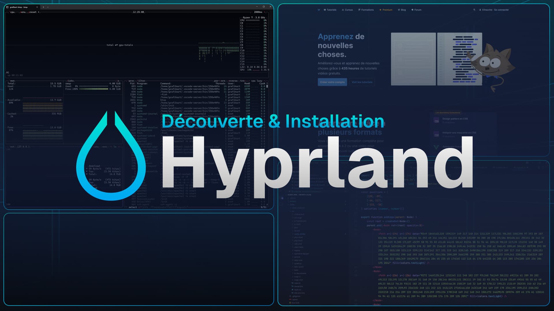 Tutoriel vidéo Unix : Hyprland, découverte & installation | Grafikart